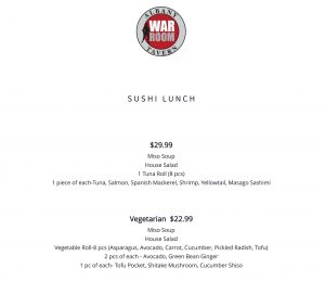 Menu - Albany War Room Tavern